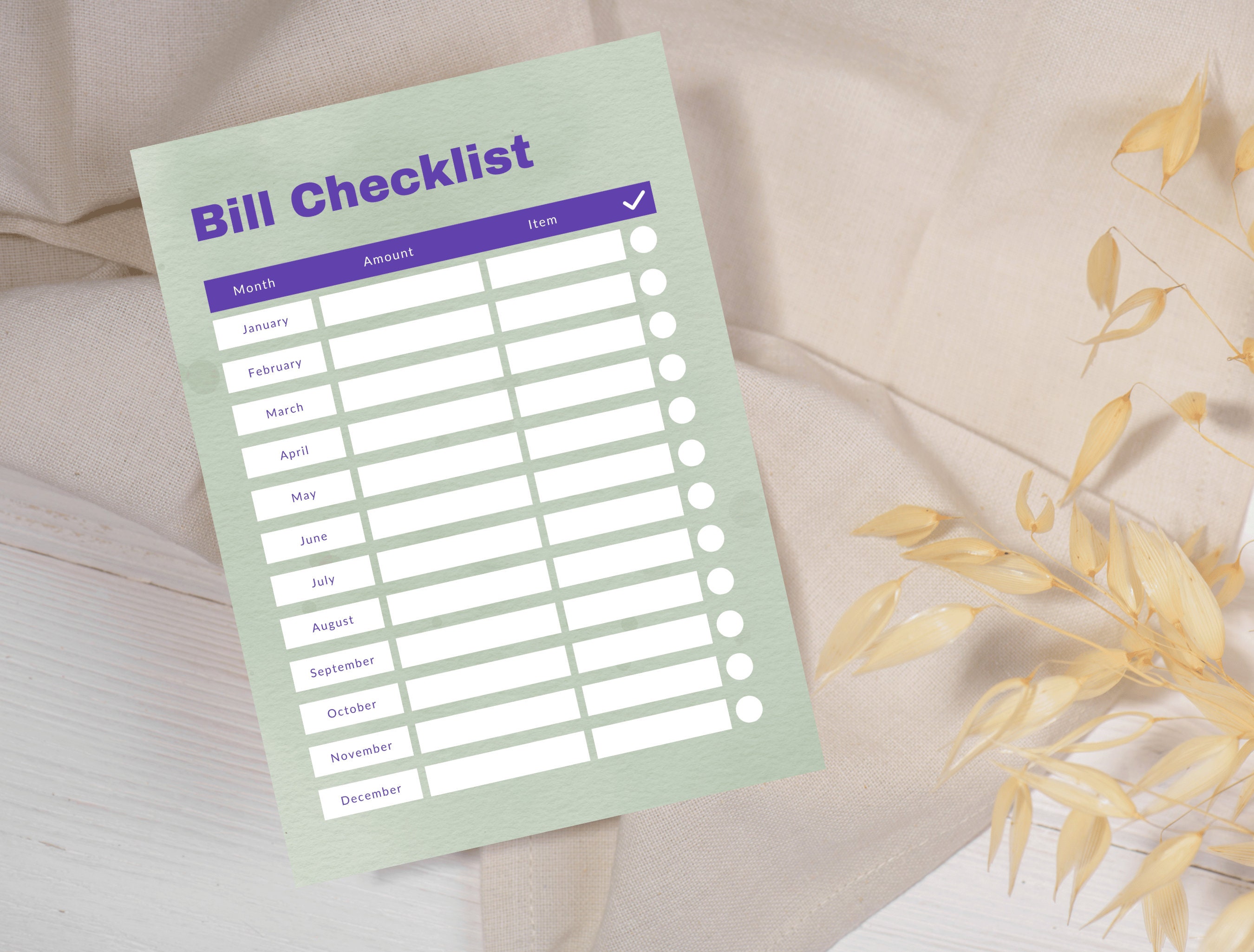 Bill Checklist Printable PDF Template, Bill Tracker, Bill Payment ...