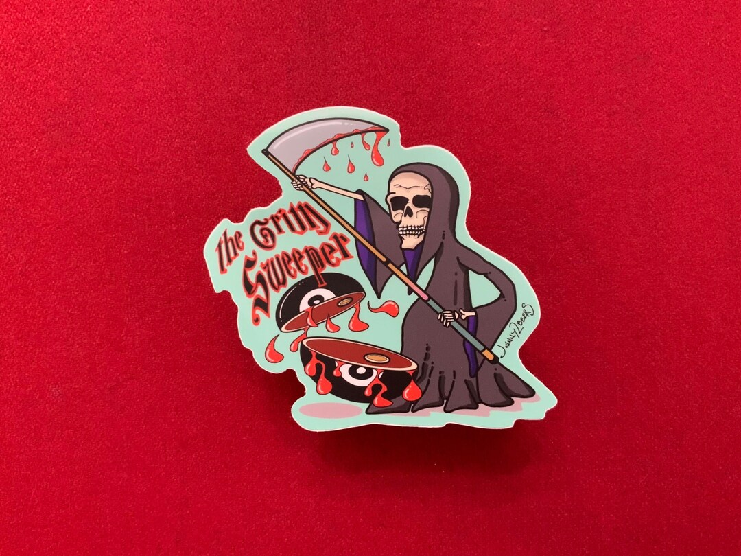 Unleash the Grim Sweeper: Eight Ball Slice Sticker With Pool League ...