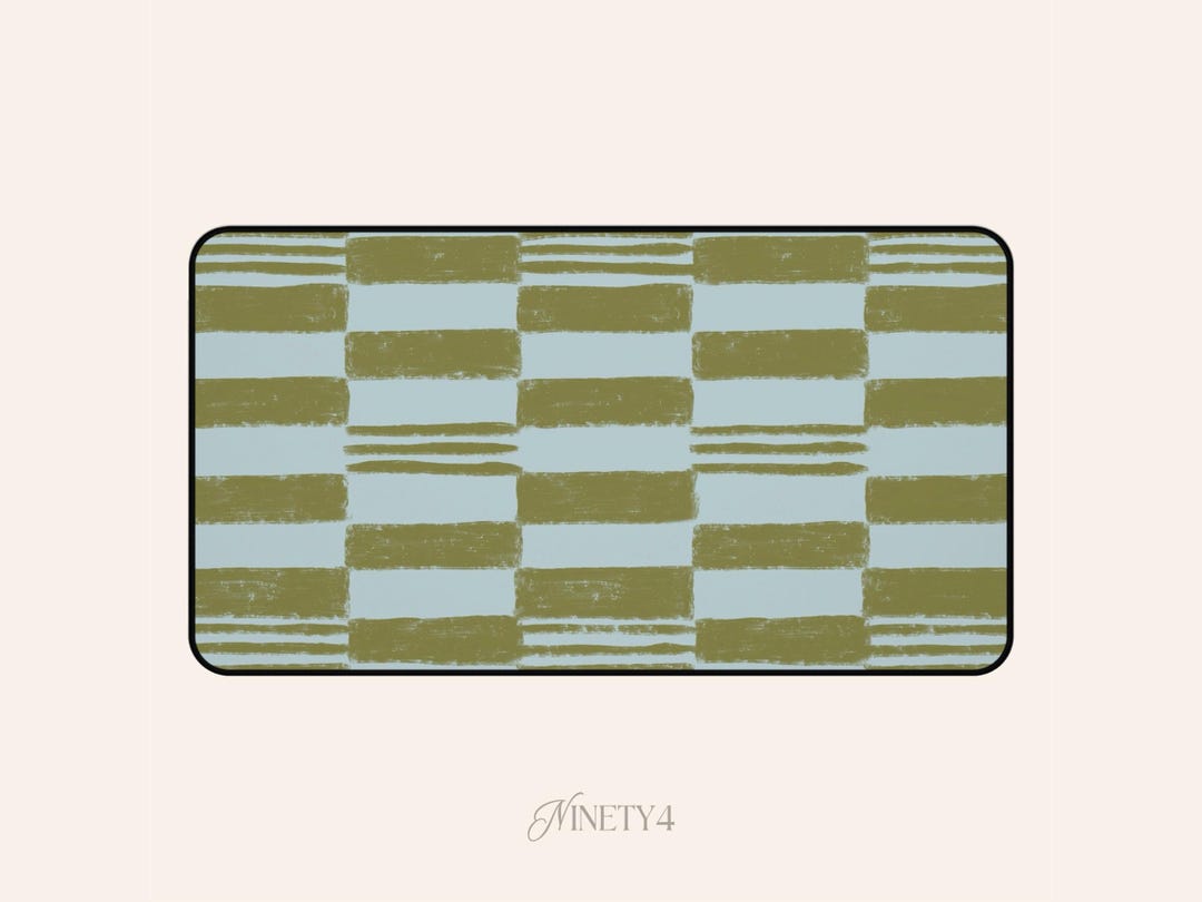 Olive Brushstroke Checker Desk Mat | Patterned Mouse Pad - Etsy