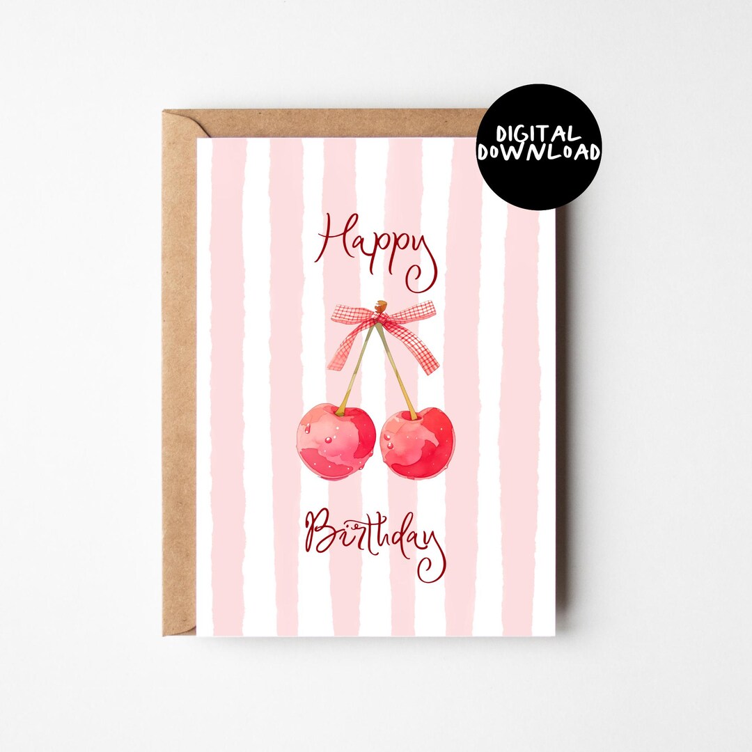 Printable Coquette Birthday Card, Bday Card for BFF Printable, Digital ...