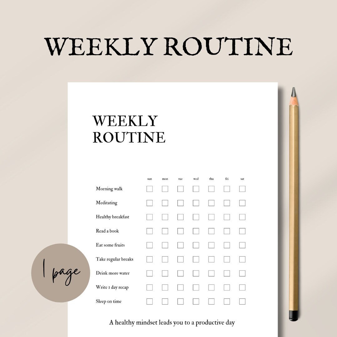 Weekly Routine Printable Planner, Goodnotes Routine Planner, Minimal ...