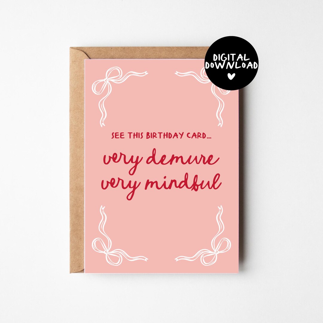 Printable Very Mindful Birthday Card, Bday Card for Friend Printable ...