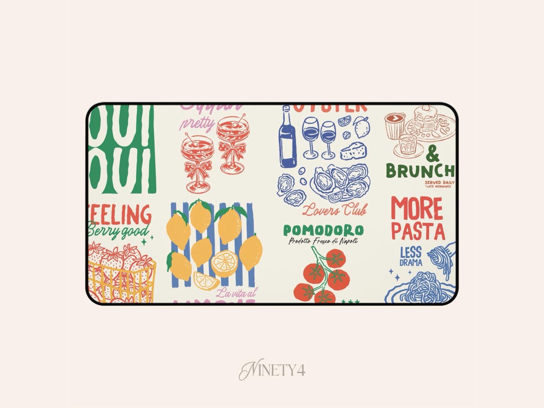 Italian Bistro Food Icons Desk Mat - Etsy