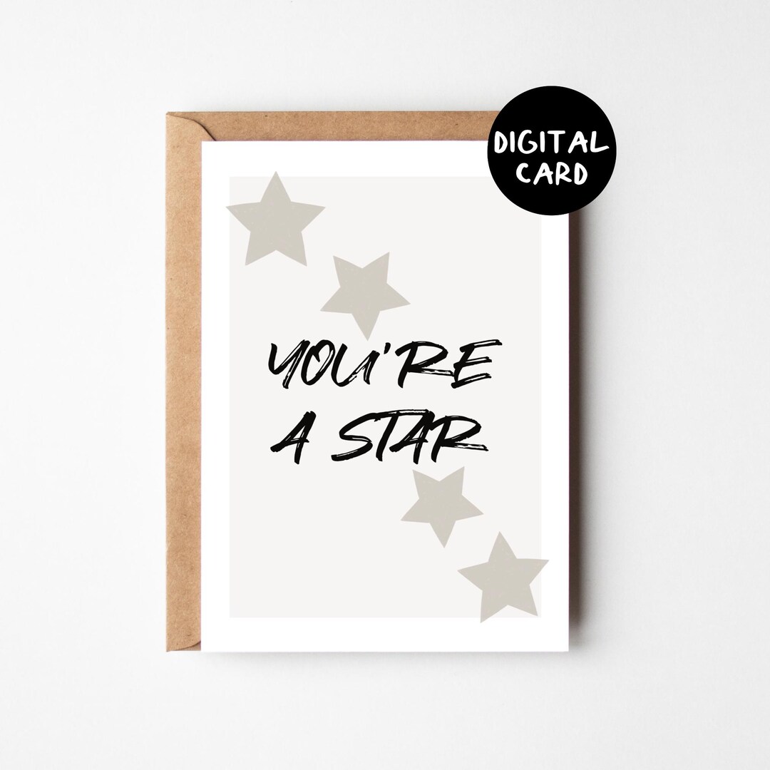 Printable Youre a Star Card, Thank You Gift, Print at Home, Printable ...