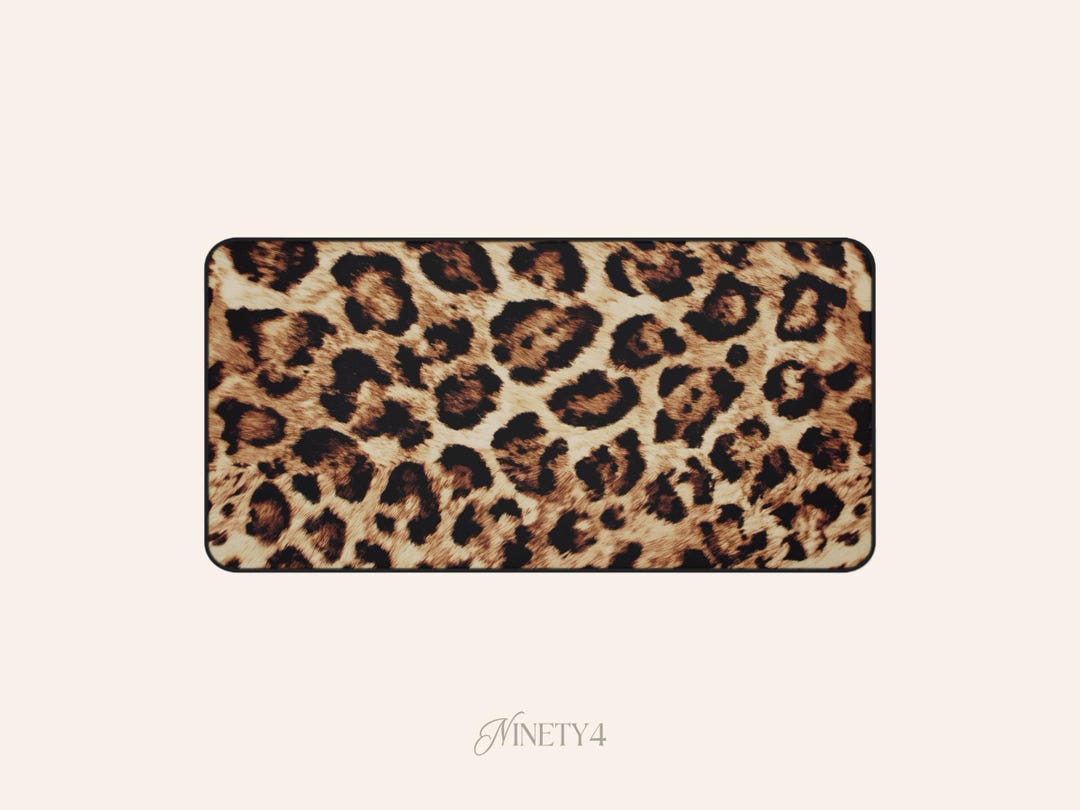 Leopard Print Desk Mat | Animal Print Mousepad, Brown Cheetah Pattern ...