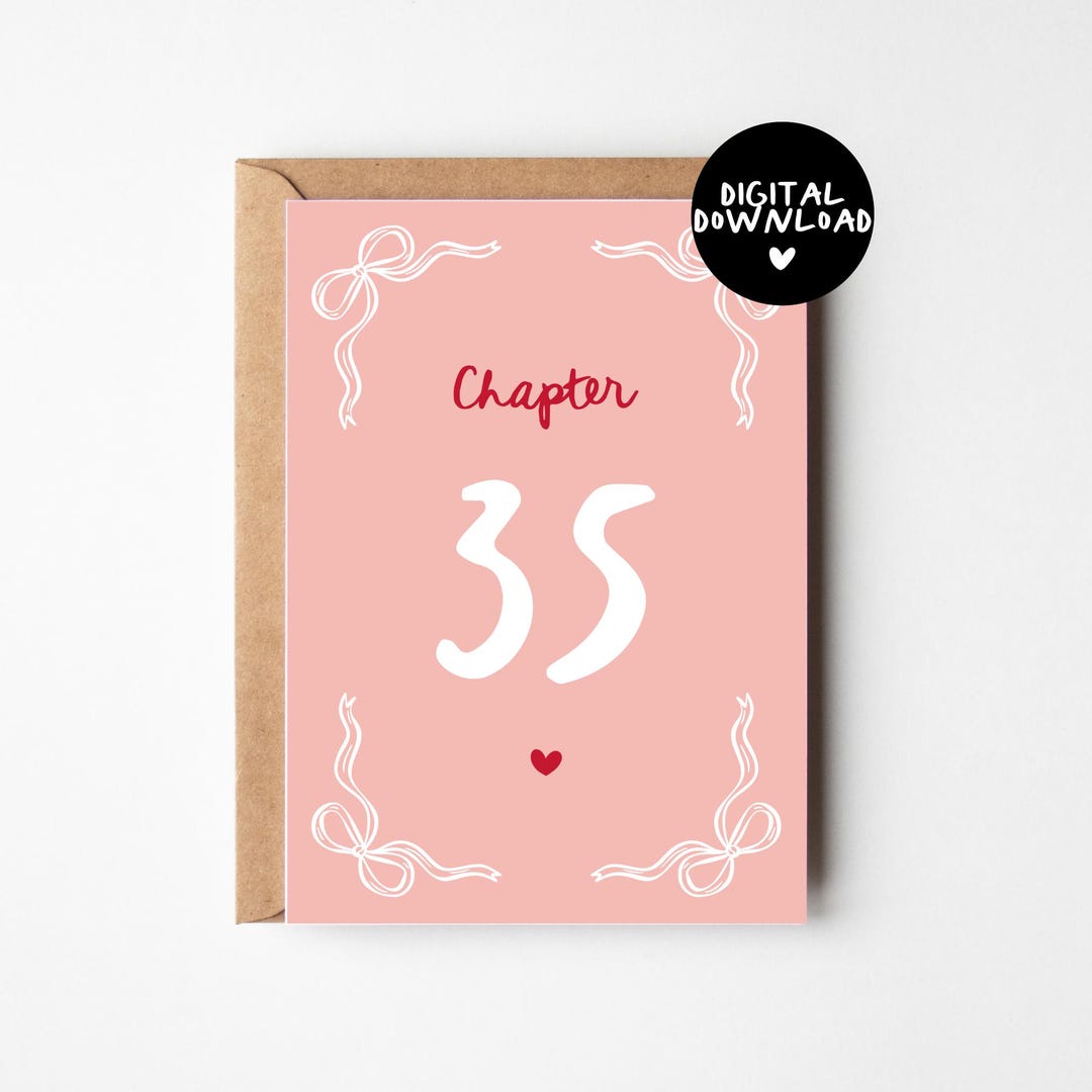 Printable 35th Birthday Card, DIGITAL DOWNLOAD, Birthday Card 35 ...