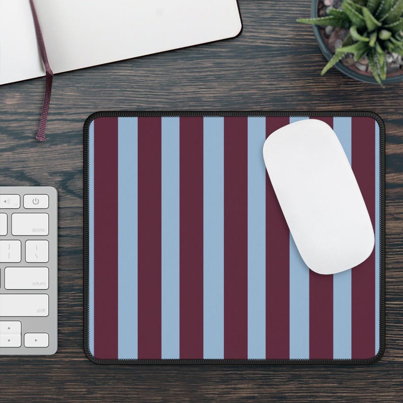 Vertical Blue and Maroon Stripes Gaming Mouse Pad | Striped Desk Mat - Etsy