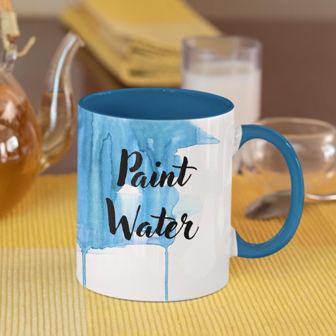 Blue Watercolor Paint Mug, Artist Coffee Cup, Painters Gift, Ceramic ...