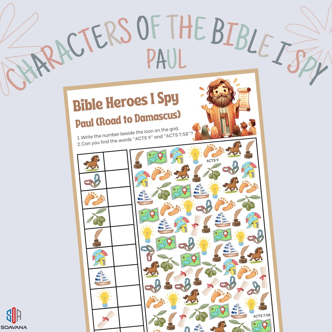 Bible I Spy Paul Printable | Apostle Paul Activity for Kids | Christian ...