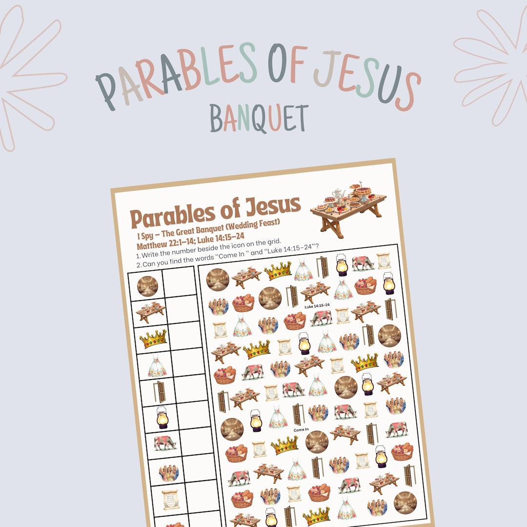 Great Banquet Bible I Spy Printable for Kids | Wedding Feast Parable ...
