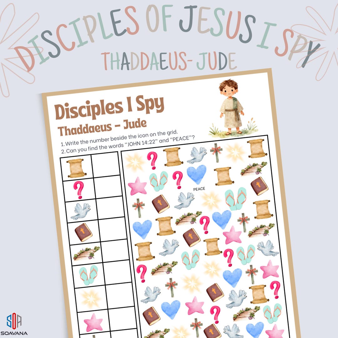Bible I Spy Thaddaeus Jude Disciple of Jesus|christian Kids Activity ...