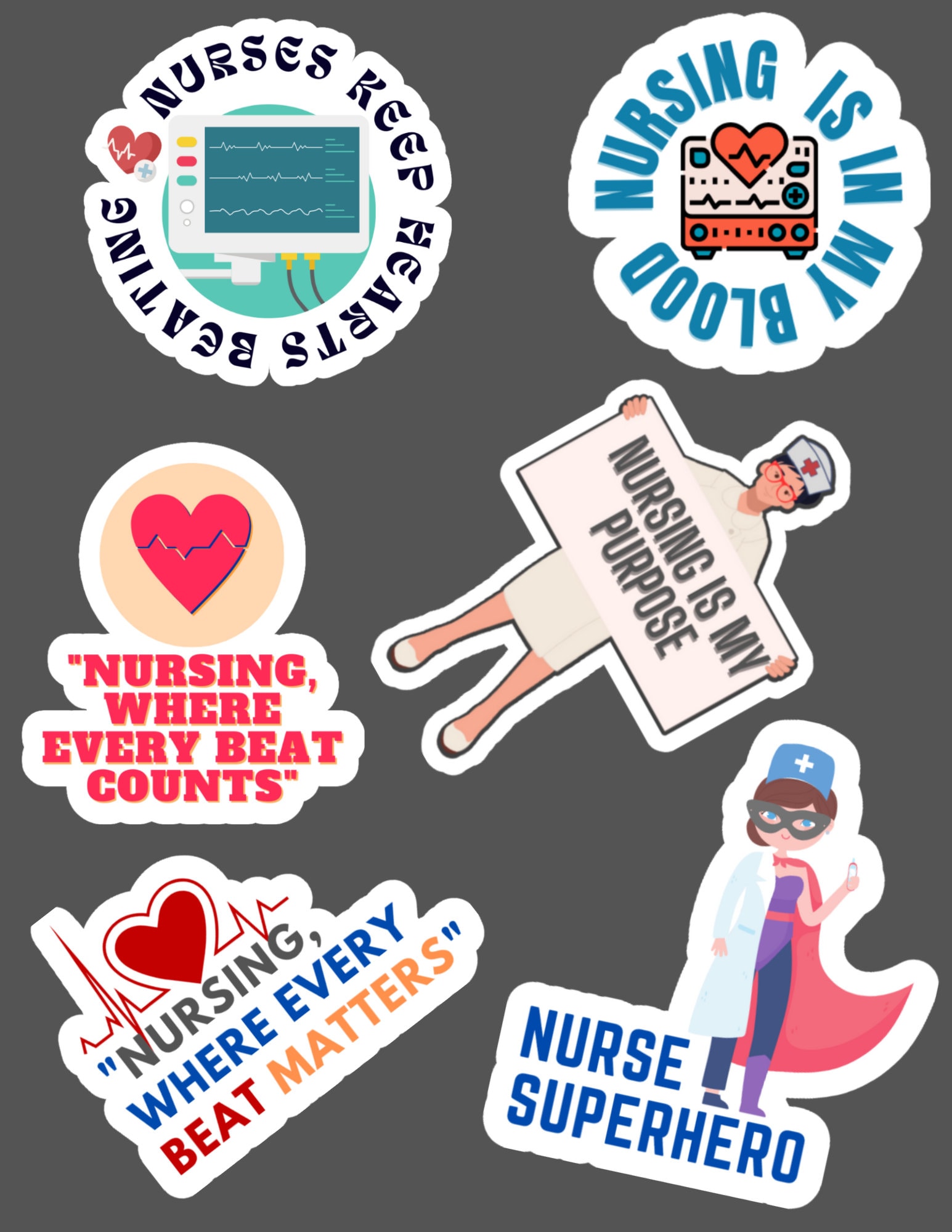 30 Nurse Stickers Printable PNG, Superhero Nurse Printable, Digital ...
