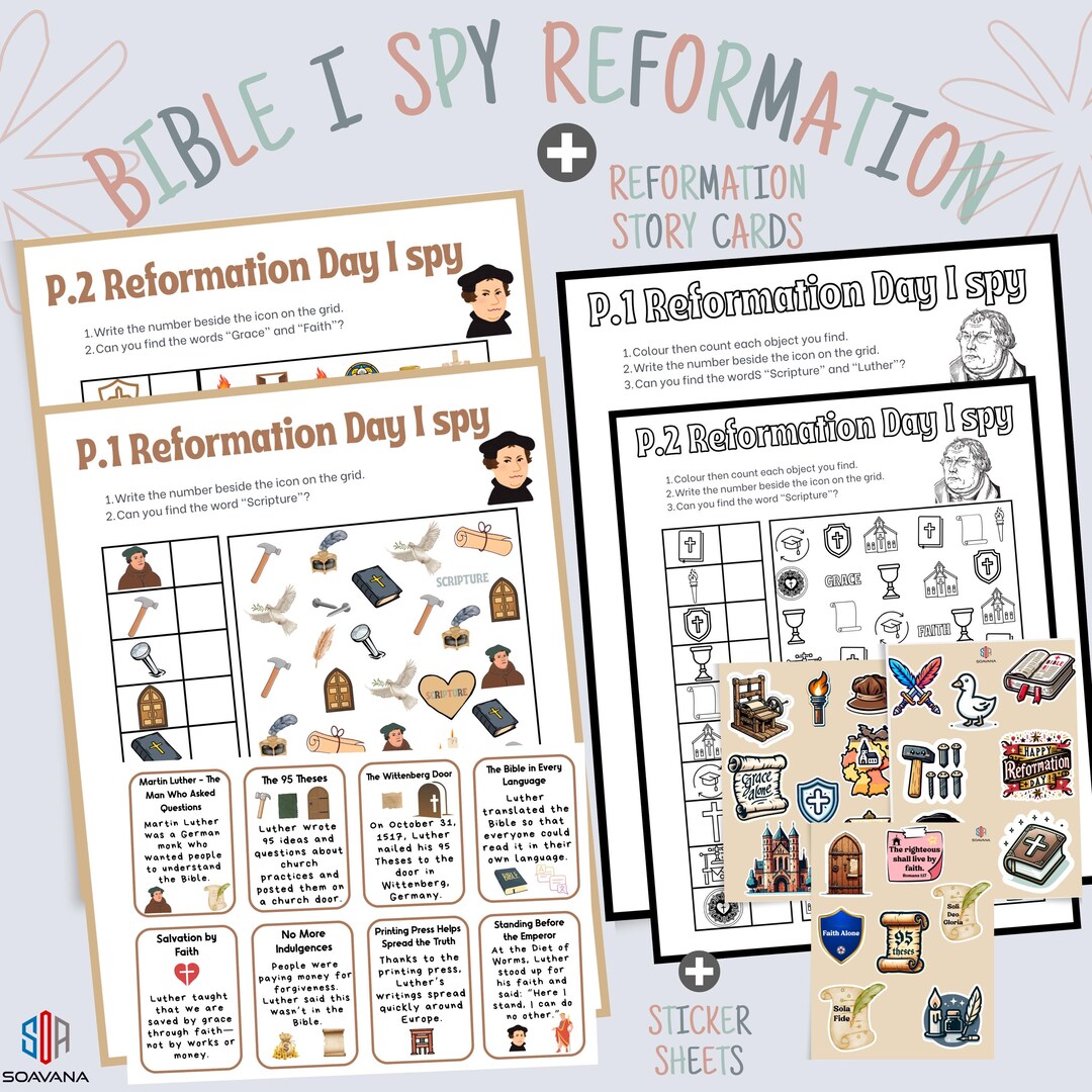 Bundle Reformation Day Bible I Spy Activity Lutheran Kids,printable ...