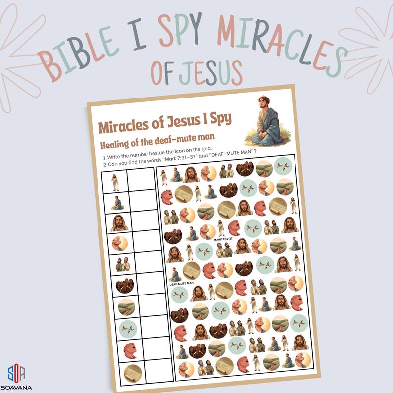 Bible I Spy–miracles of Jesus Printable|healing the Deaf-mute Man,bible ...