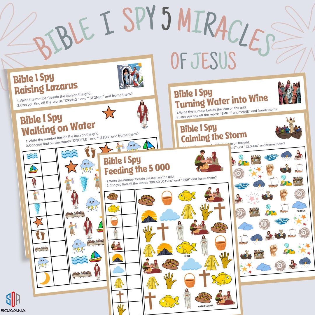 15 Bible I Spy–miracles & Parables of Jesus Printable|christian ...