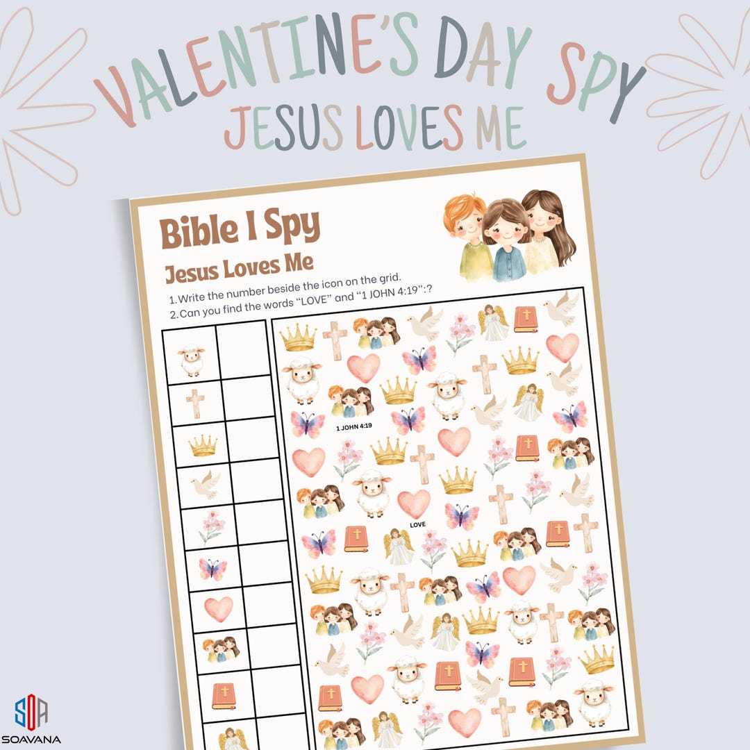 Jesus Loves Me Bible I Spy Printable–christian Valentine’s Day Activity ...