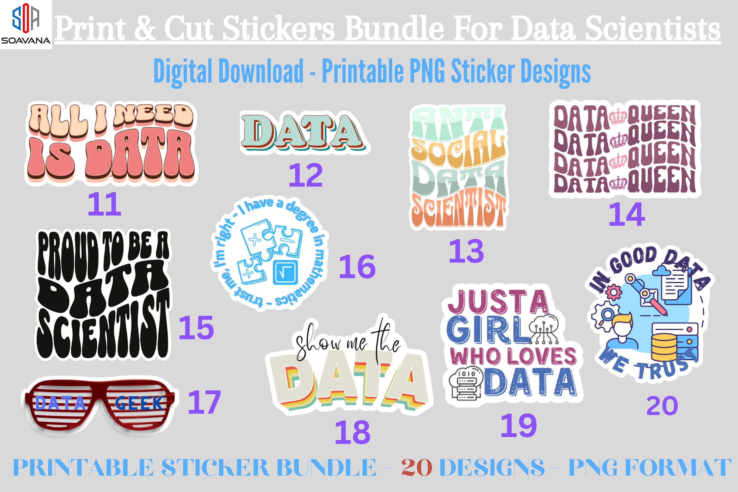 20 Printable Data Scientist Stickers,data Science Sticker, Scientist ...