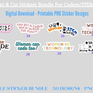 30 Printable Computer Programmer Stickers Pack,digital Coding Sticker Bundle, Coder Stickers ...