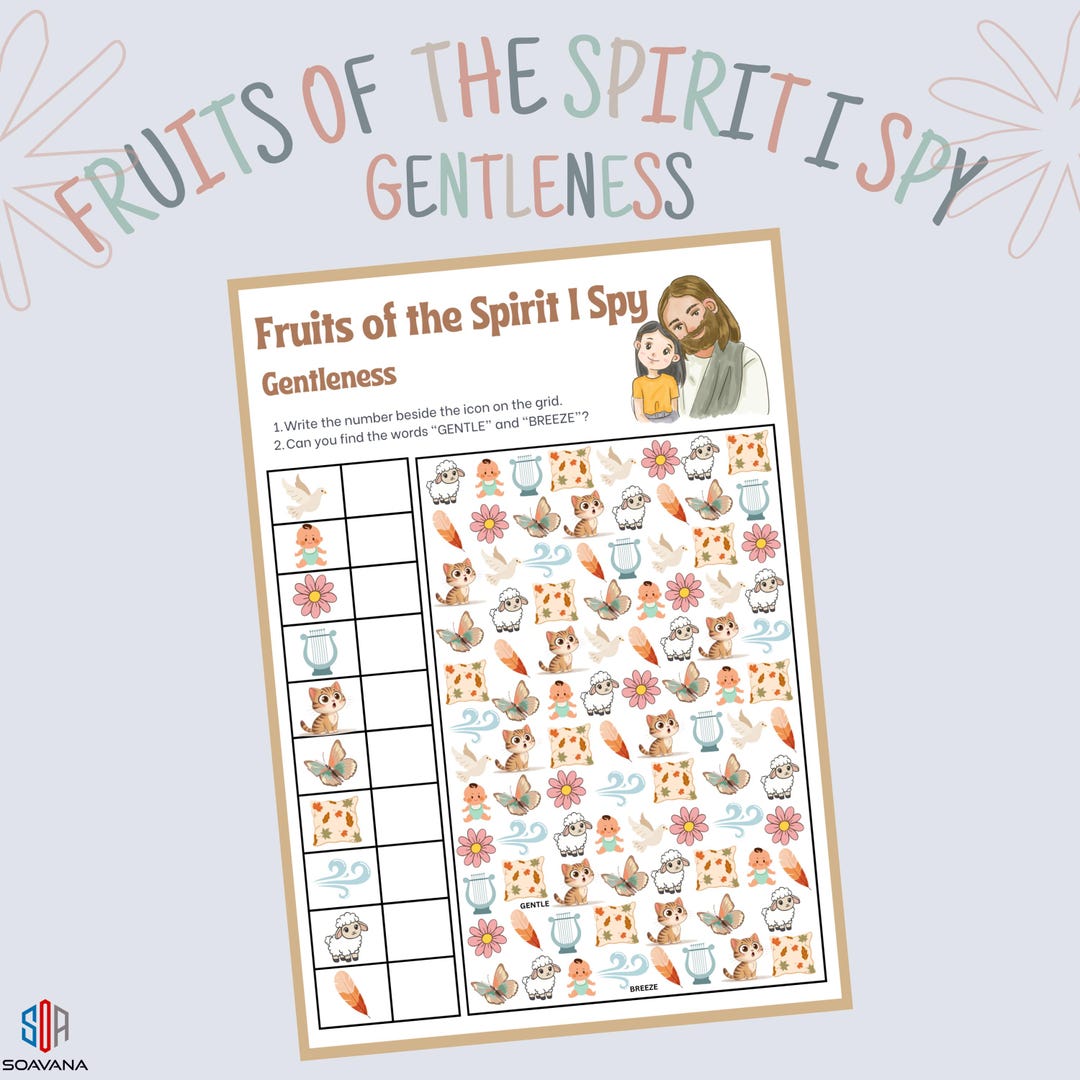 Fruit of the Spirit I Spy Gentleness Printable|christian Kids Activity ...
