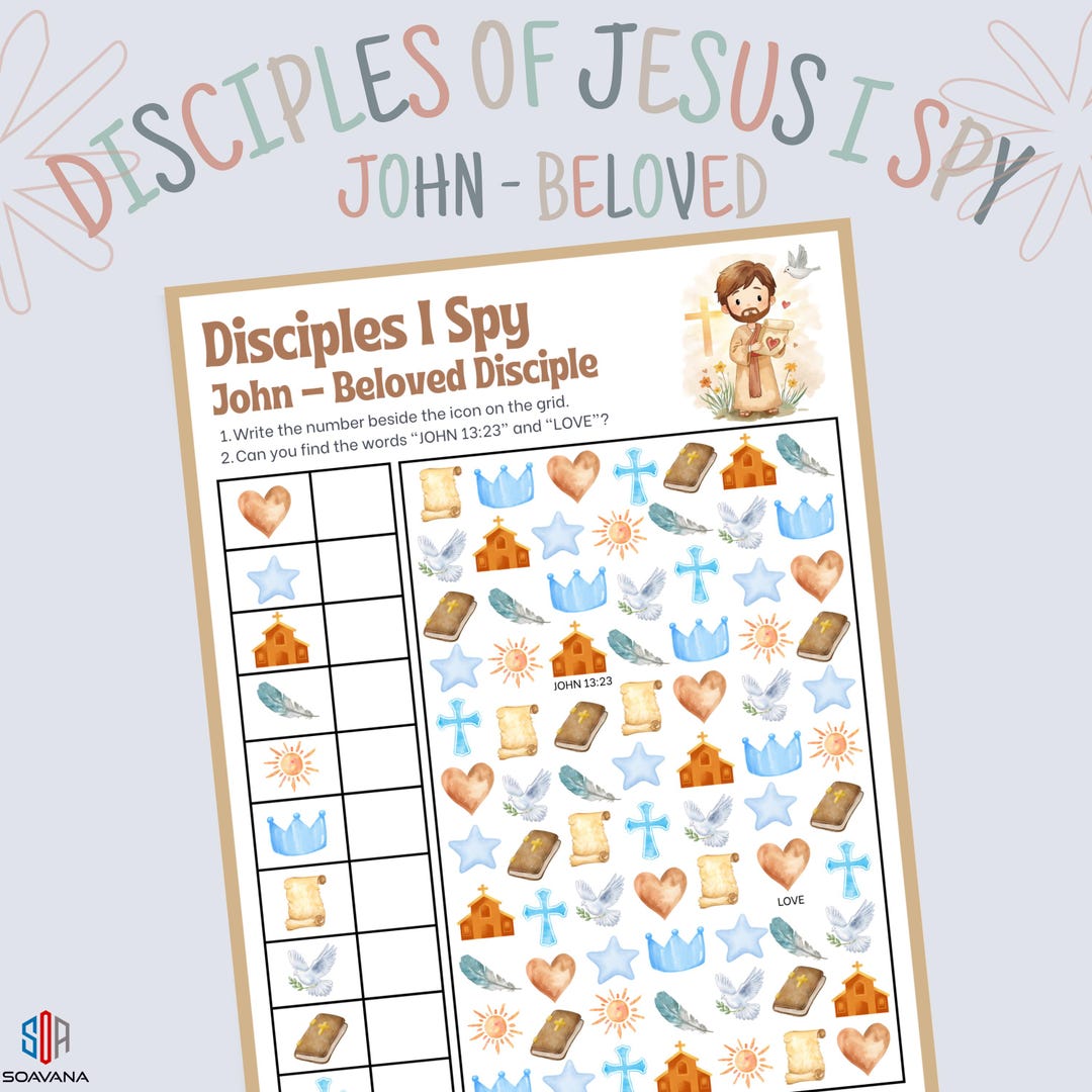 Bible I Spy John the Beloved Disciple Printable | Christian Kids ...