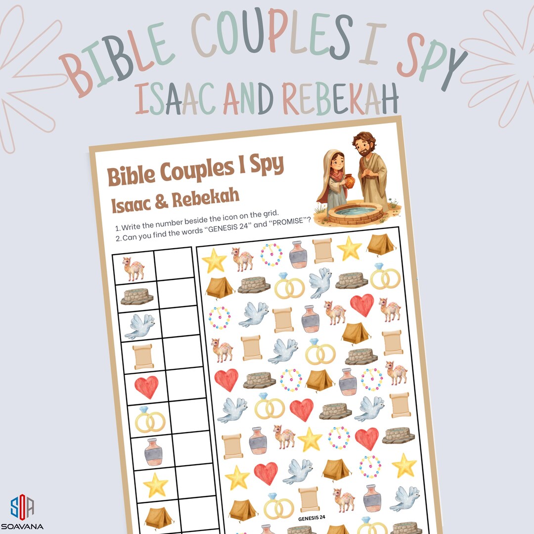 Isaac & Rebekah Bible I Spy | Christian Valentine Activity for Kids ...