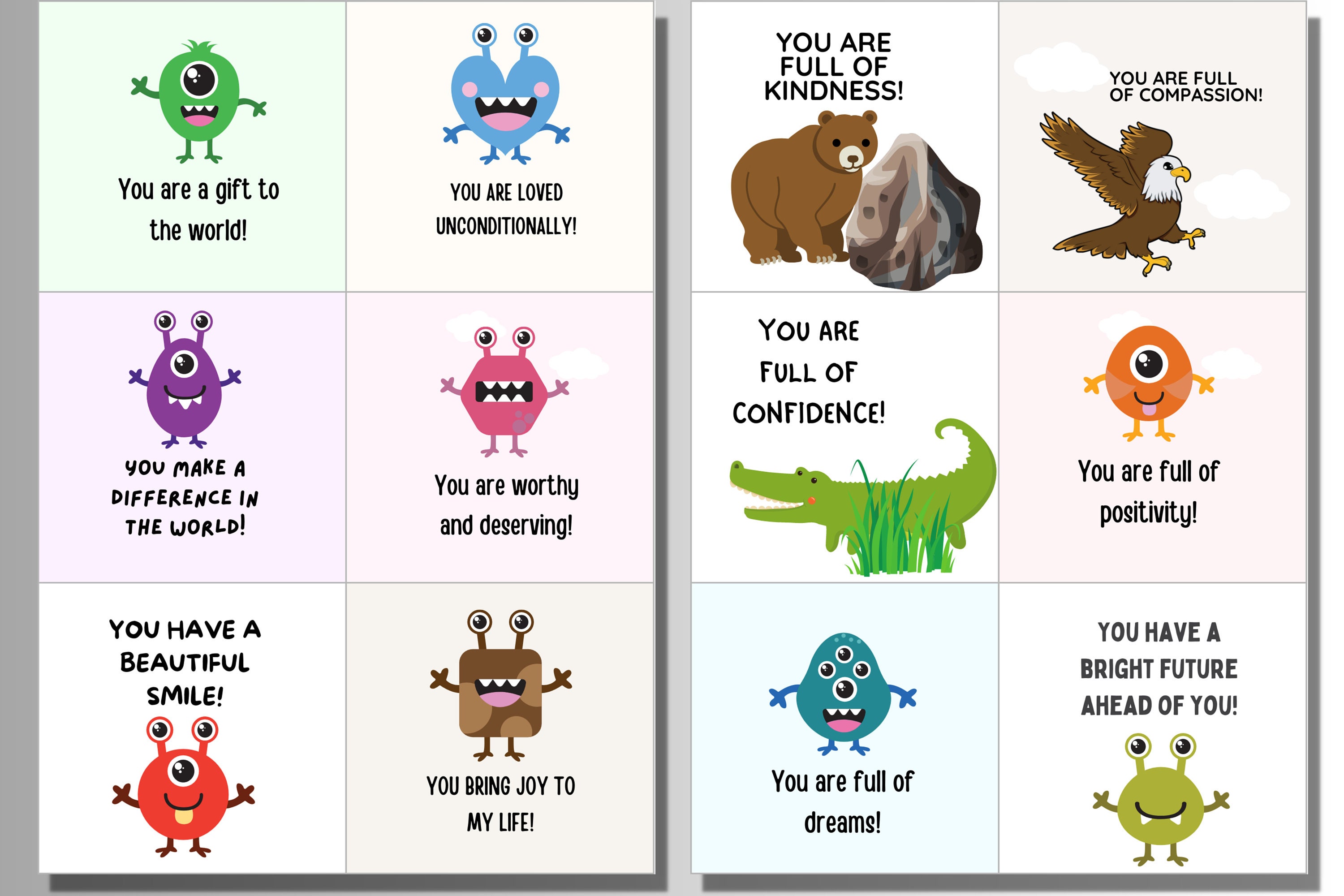 60 Lunchbox Note Cards, Printable Lunchbox Notes for Kids, Kids ...