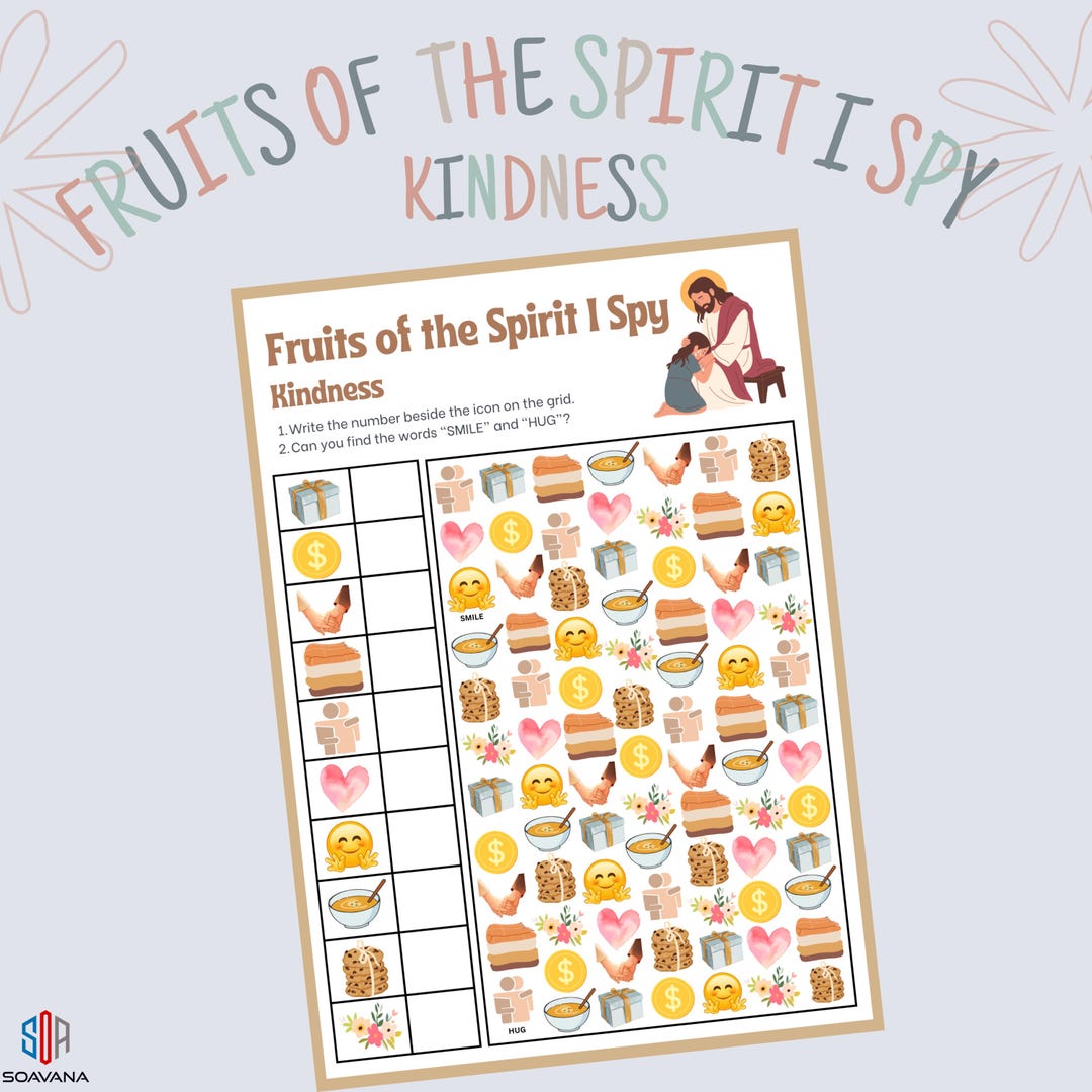 Fruit of the Spirit I Spy Kindness Printable| Christian Kids Activity ...