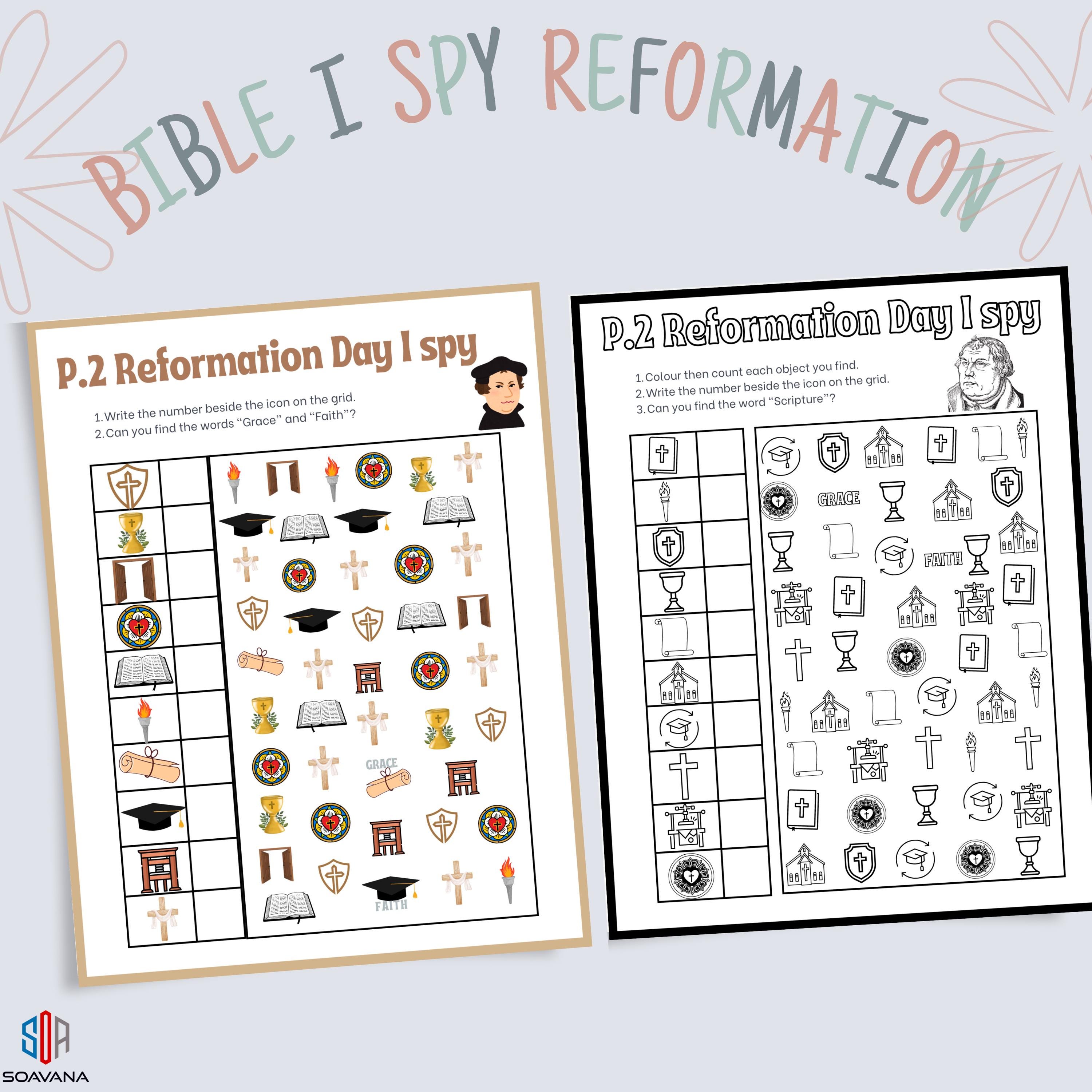 Reformation Day Bible I Spy Activity Lutheran Kids | Christian ...