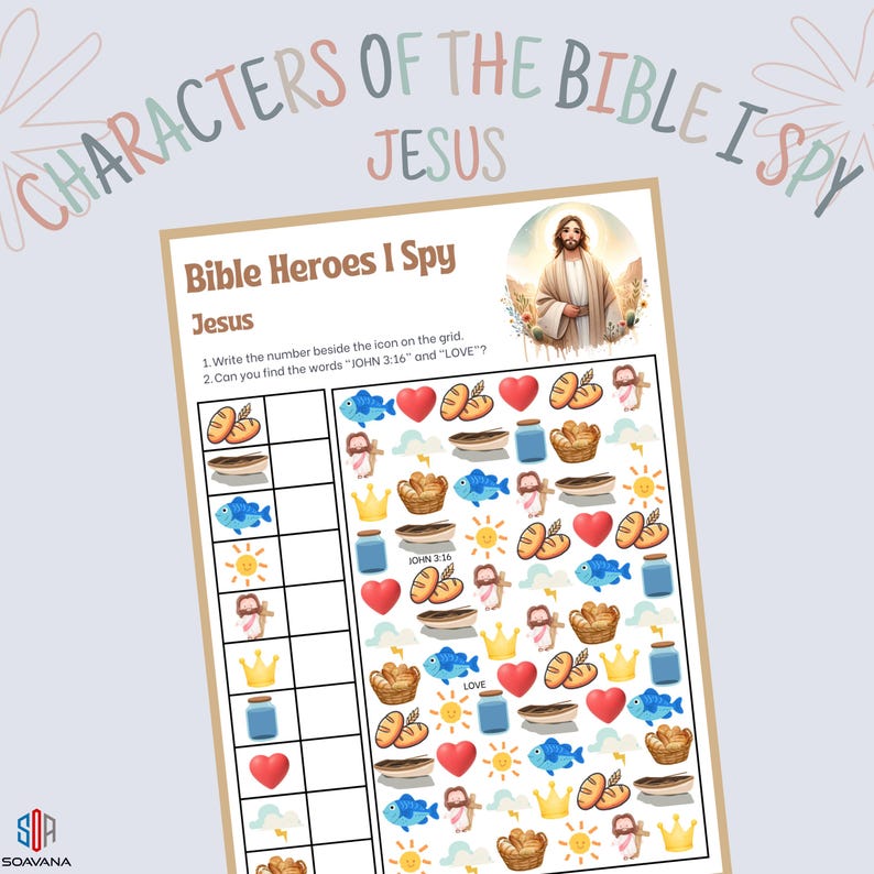 Bible I Spy Jesus Printable | Christian Kids Activity | John 3:16 ...