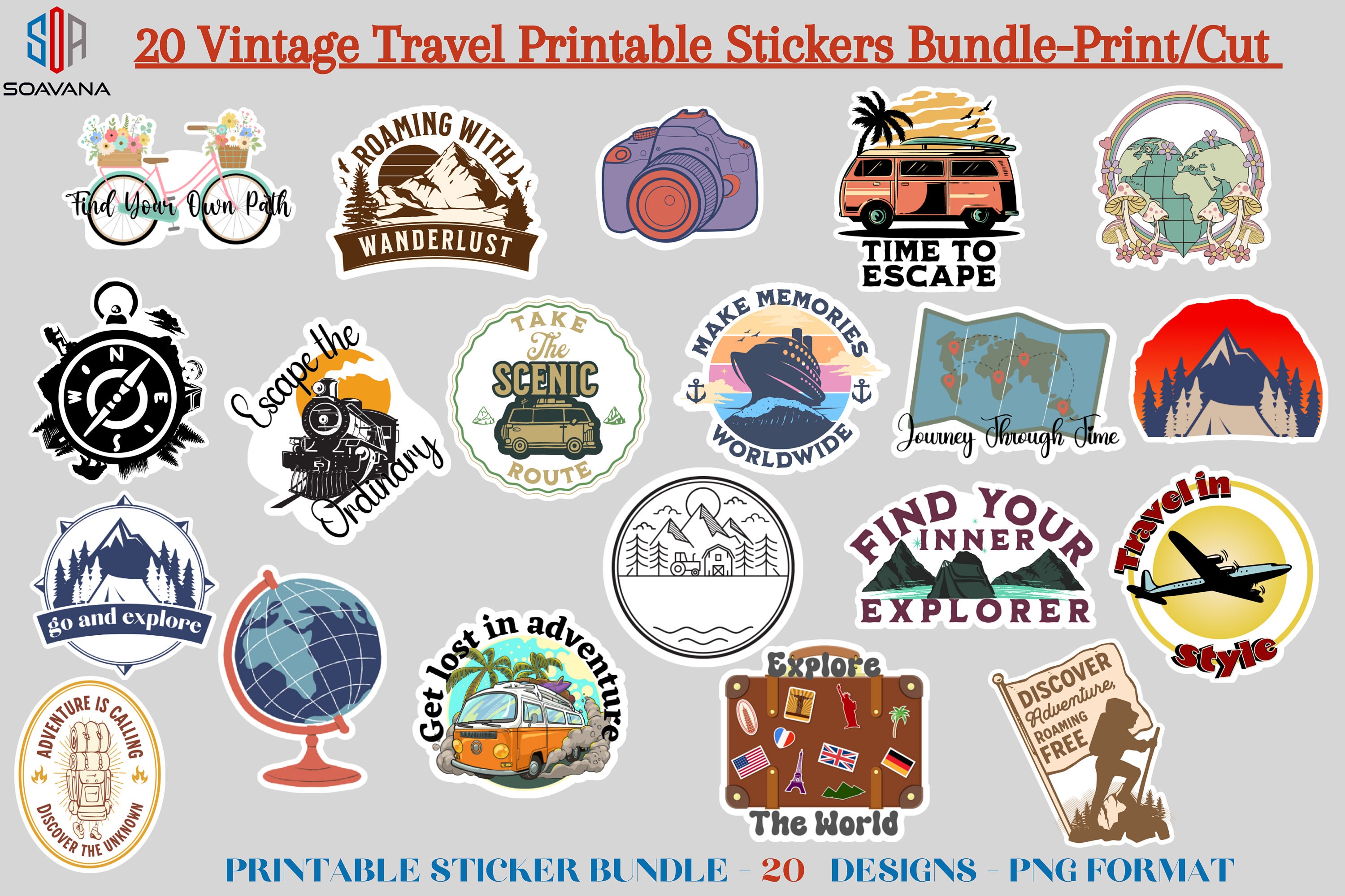 Pegatinas De Viaje Vintage Para Imprimir Stickers Vintage Vectores,