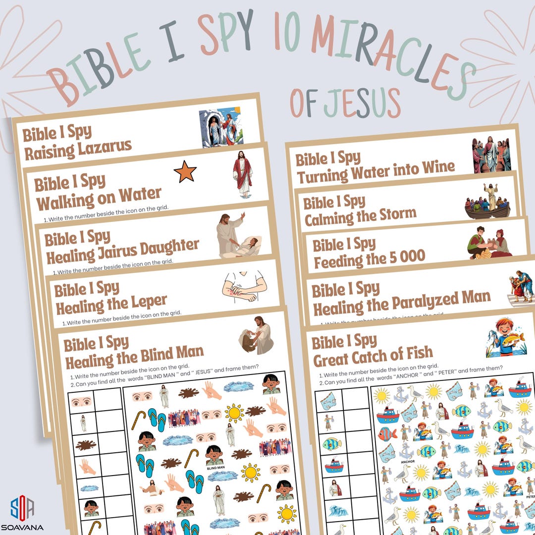 10 Bible I Spy–miracles of Jesus Printable|healing the Blind Man ...