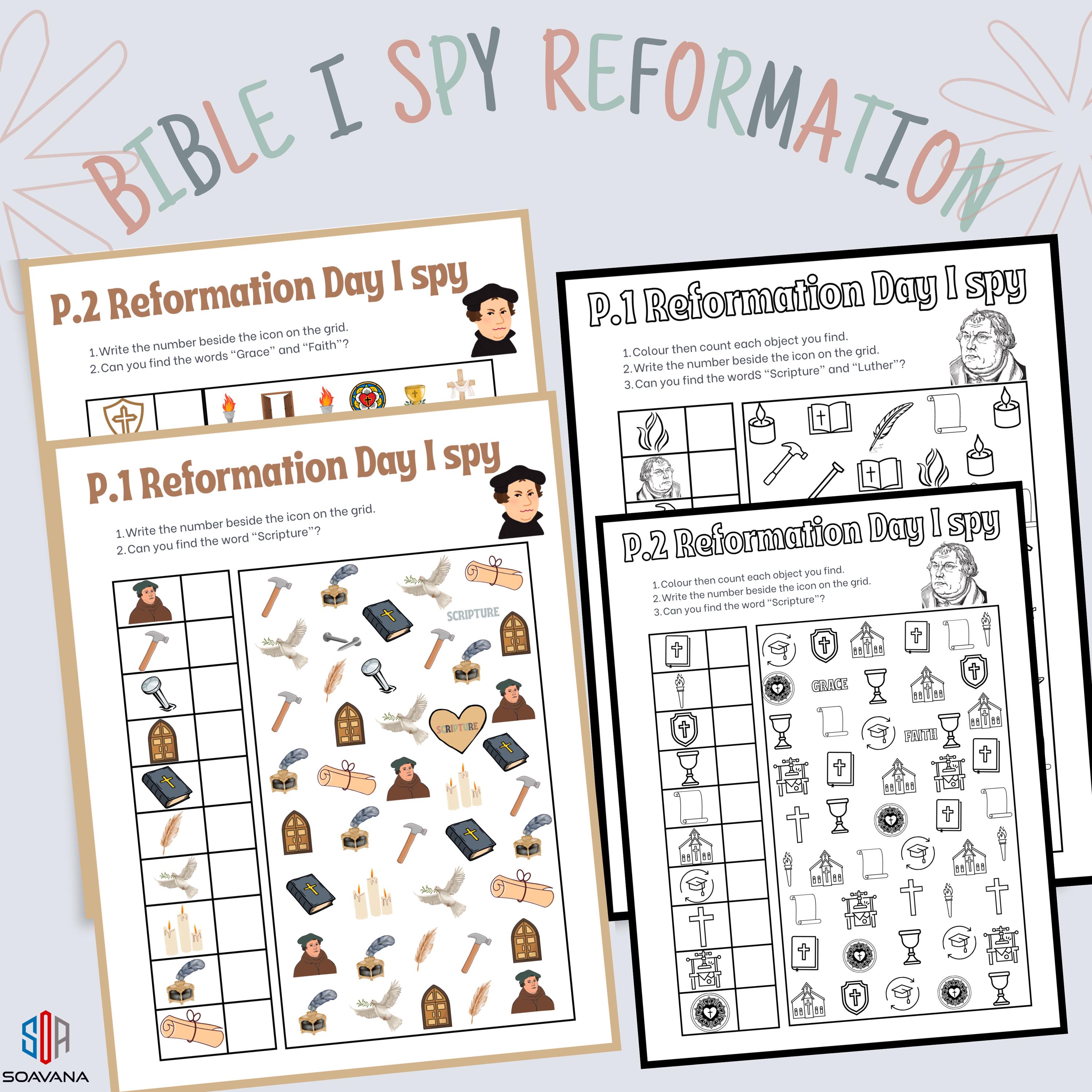 Reformation Day Bible I Spy Activity Lutheran Kids | Christian ...