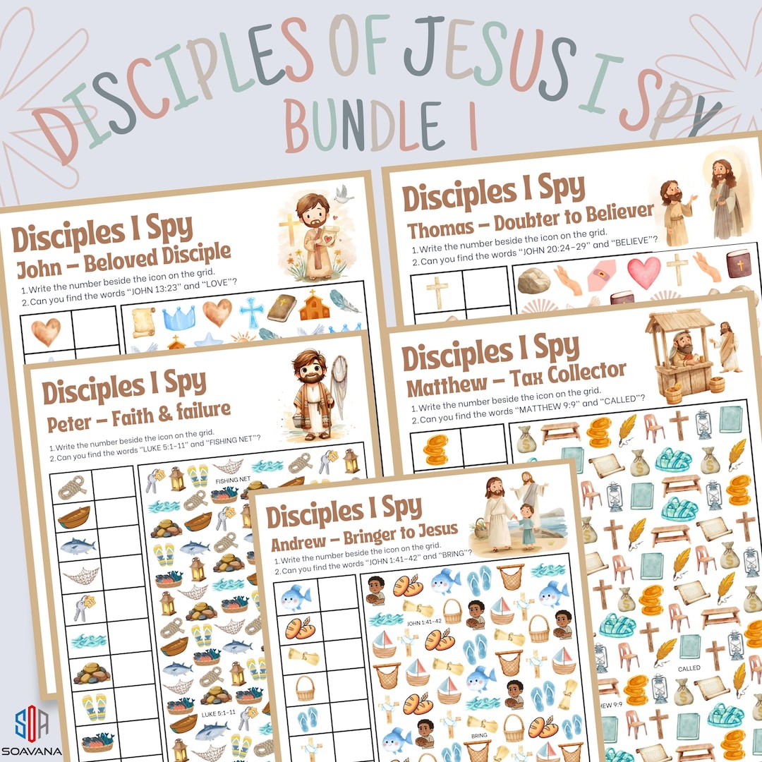 Bible I Spy Disciples Bundle for Kids | Peter John Matthew Andrew James ...