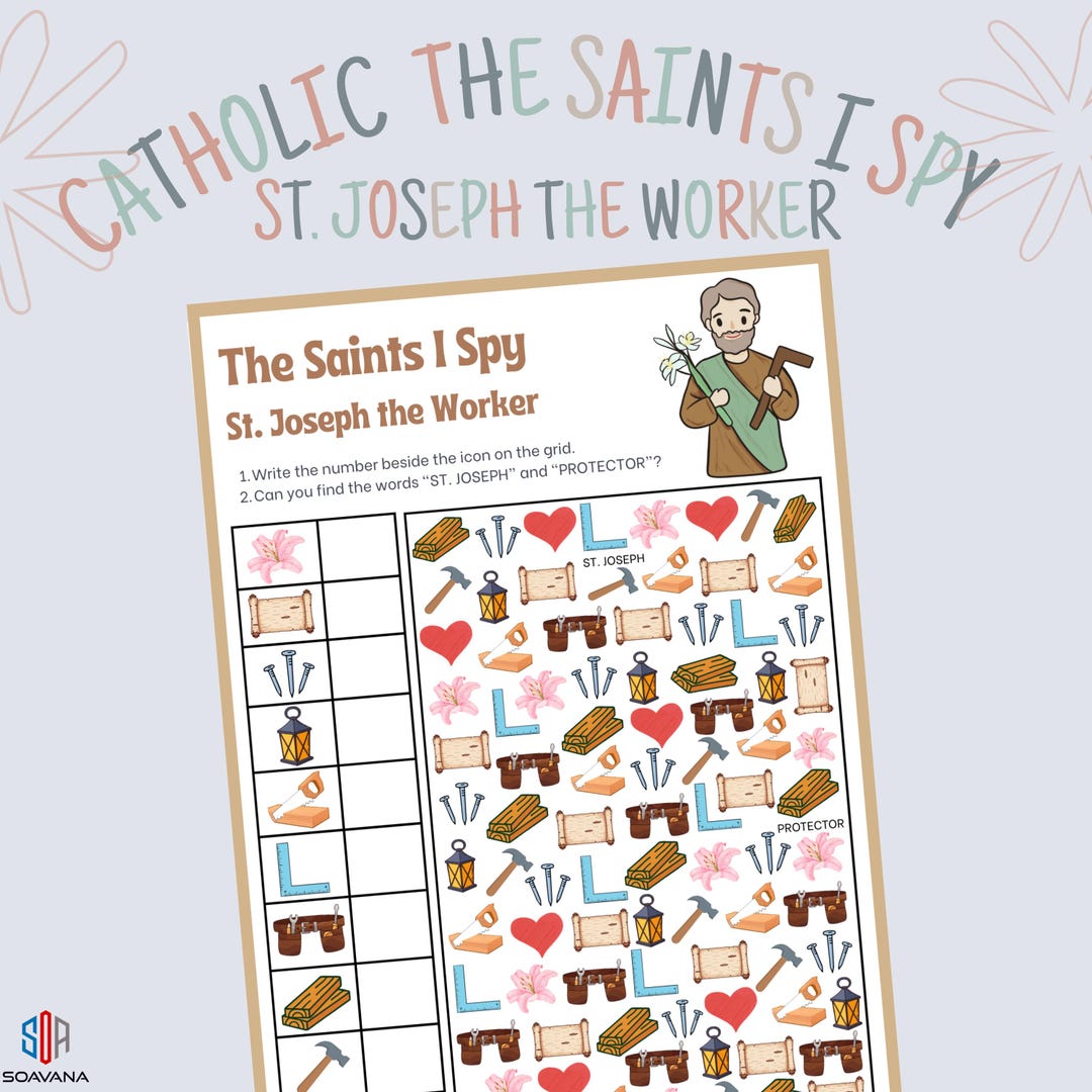 Bible I Spy St. Joseph the Worker Printable|catholic Kids Activity ...