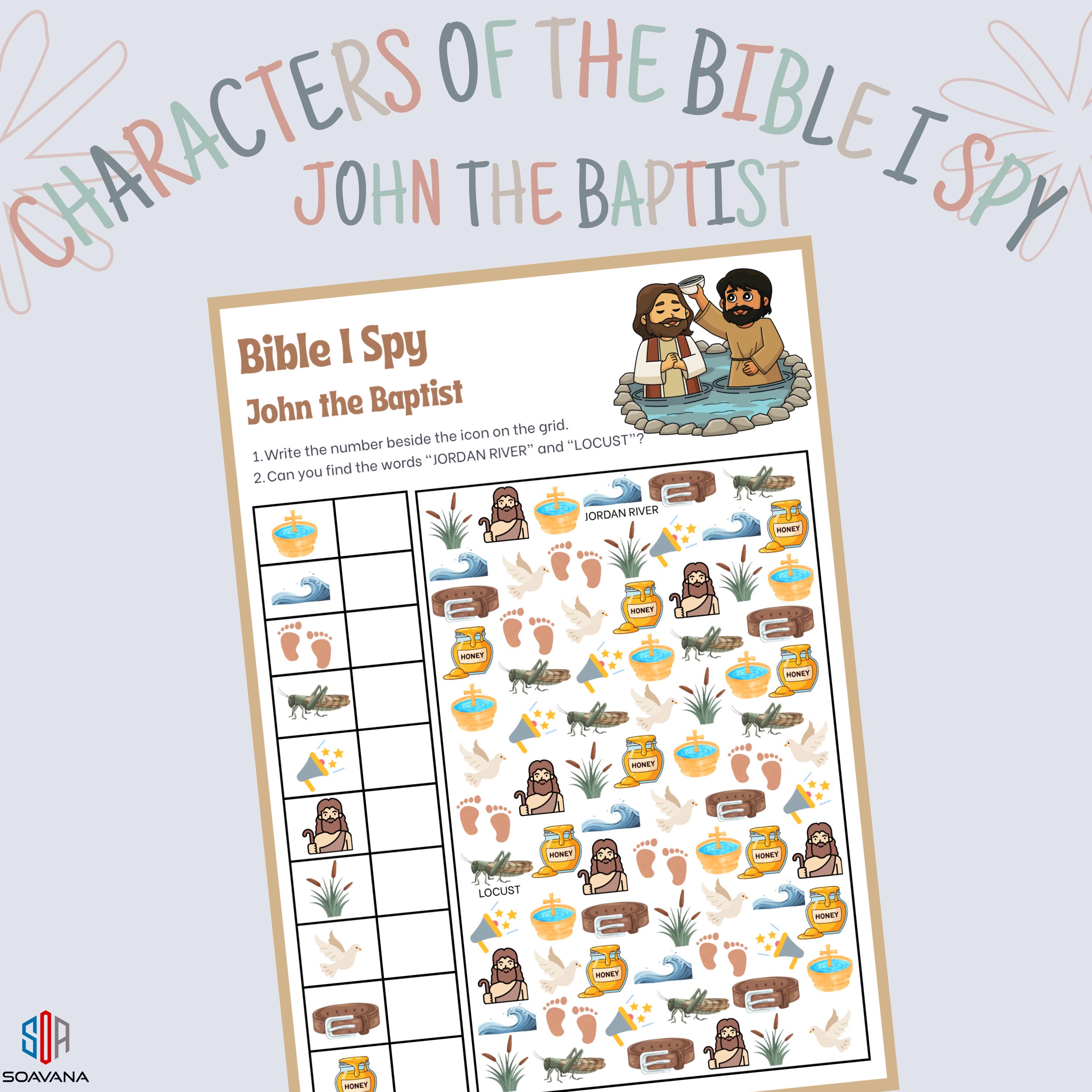 John the Baptist I Spy Printable|bible Activity for Kids| Sunday School ...