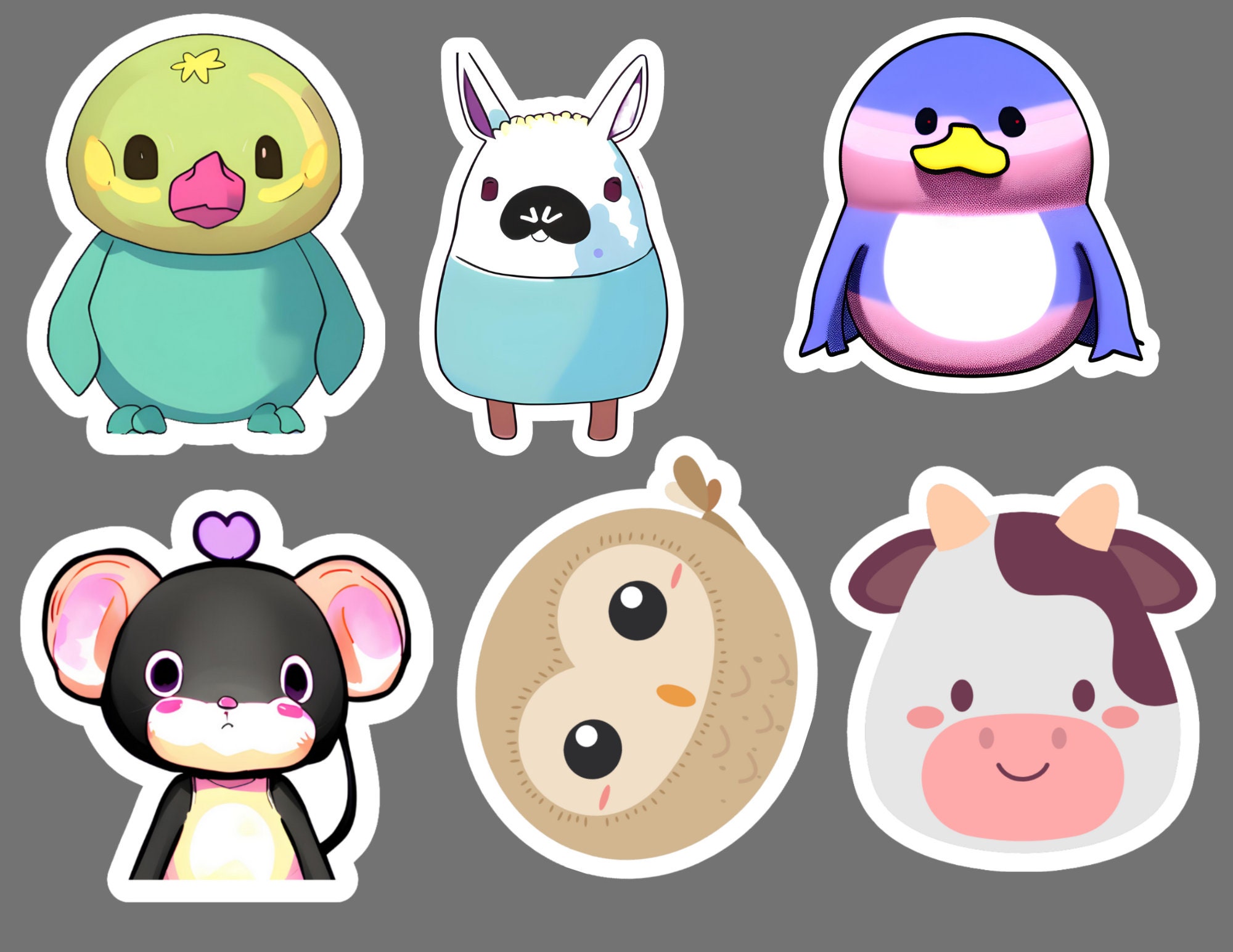 40 Cute Animal Stickers Printable PNG, Printable Squish Animals ...