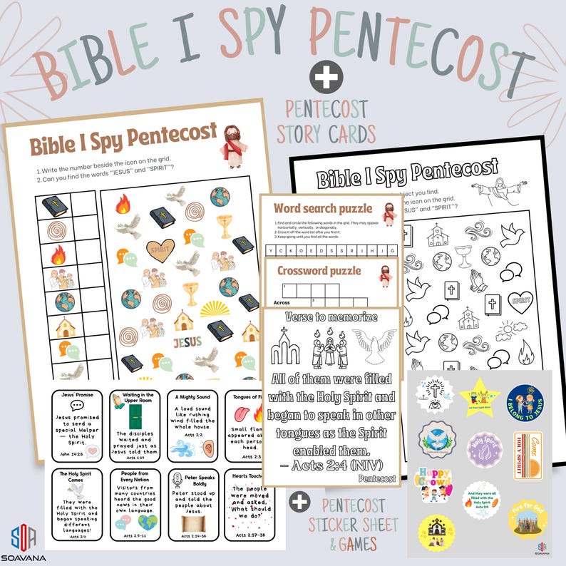 Ultimate Bundle Pentecost Bible I Spy Printable–kids Christian Activity ...