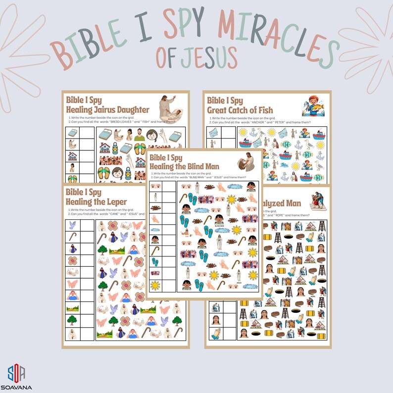 10 Bible I Spy–miracles of Jesus Printable|healing the Blind Man ...