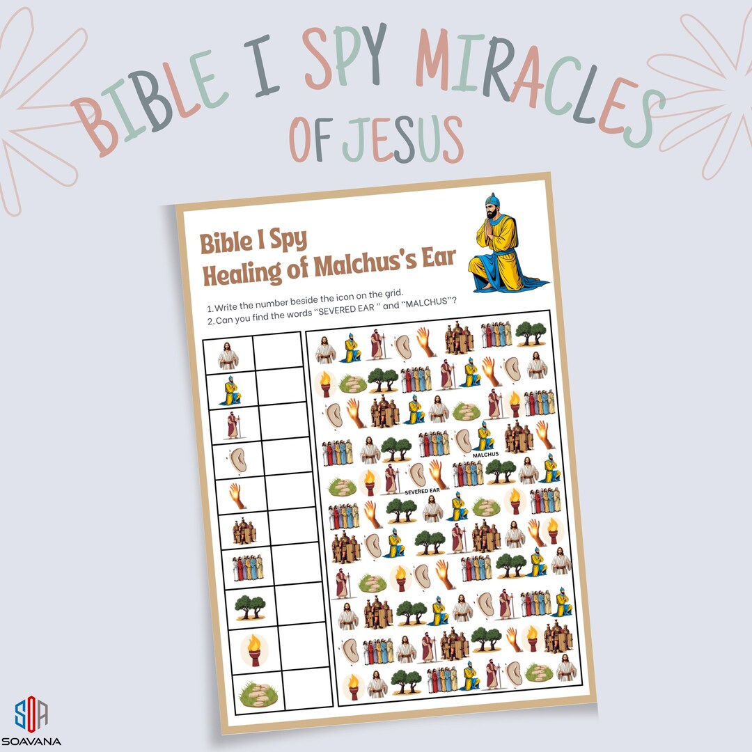 Bible I Spy–miracles of Jesus Printable|healing of Malchus’s Ear,bible ...