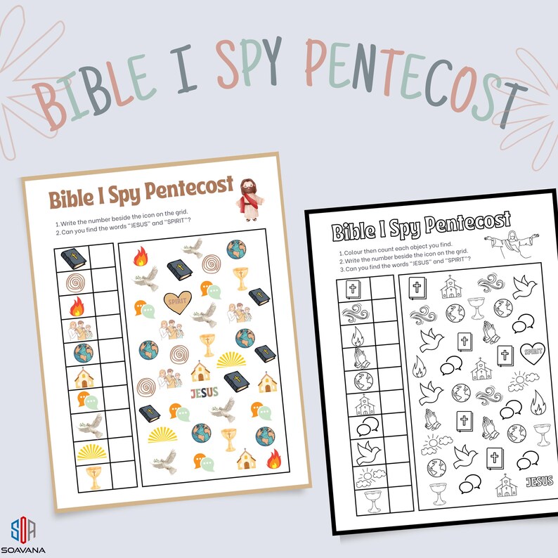 Pentecost Bible I Spy Printable Bundle – Kids Christian Activity ...