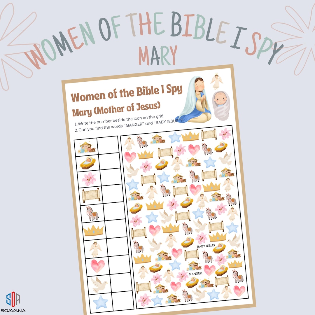 Mary Mother of Jesus I Spy Printable|catholic Bible Activity for Kids ...