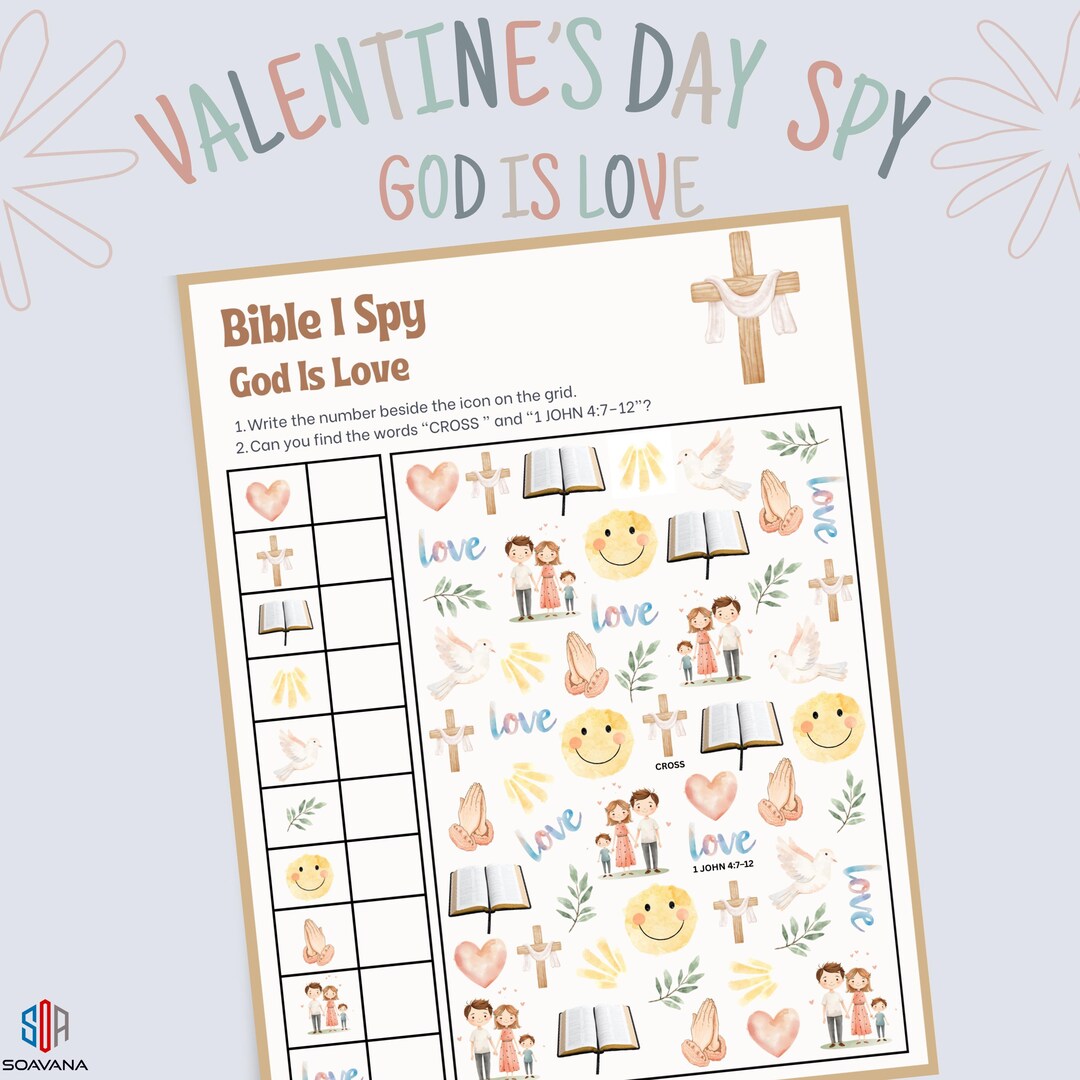 God is Love Bible I Spy Printable – Christian Valentine’s Day Activity ...