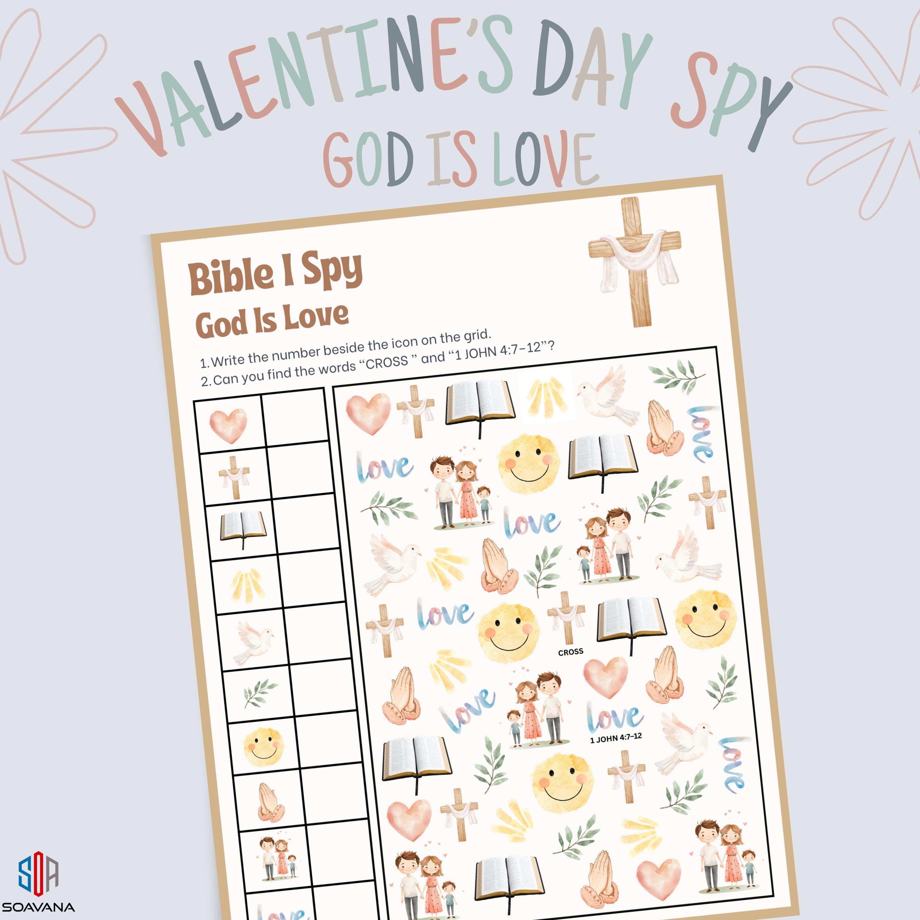 God is Love Bible I Spy Printable – Christian Valentine’s Day Activity ...
