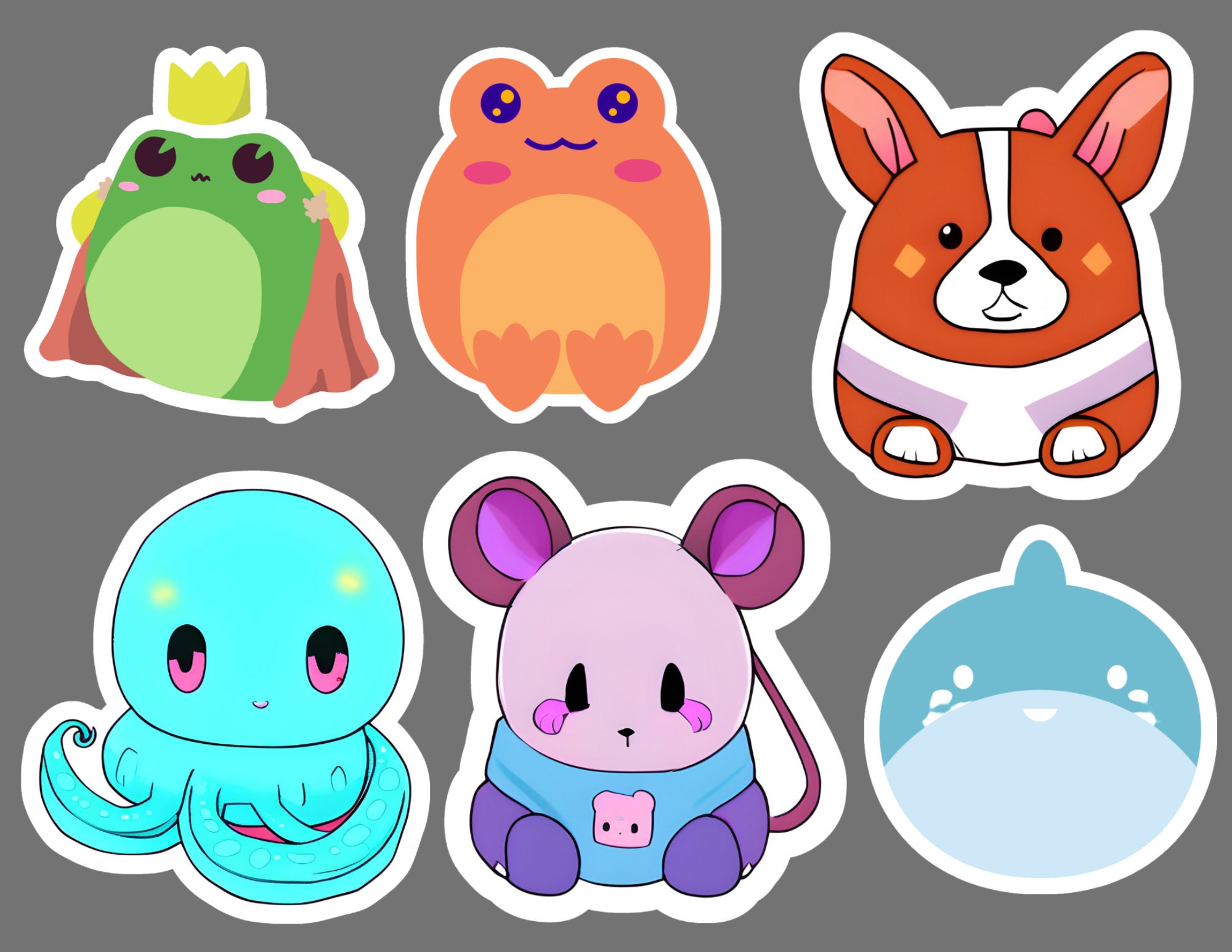 40 Cute Animal Stickers Printable PNG, Printable Squish Animals ...