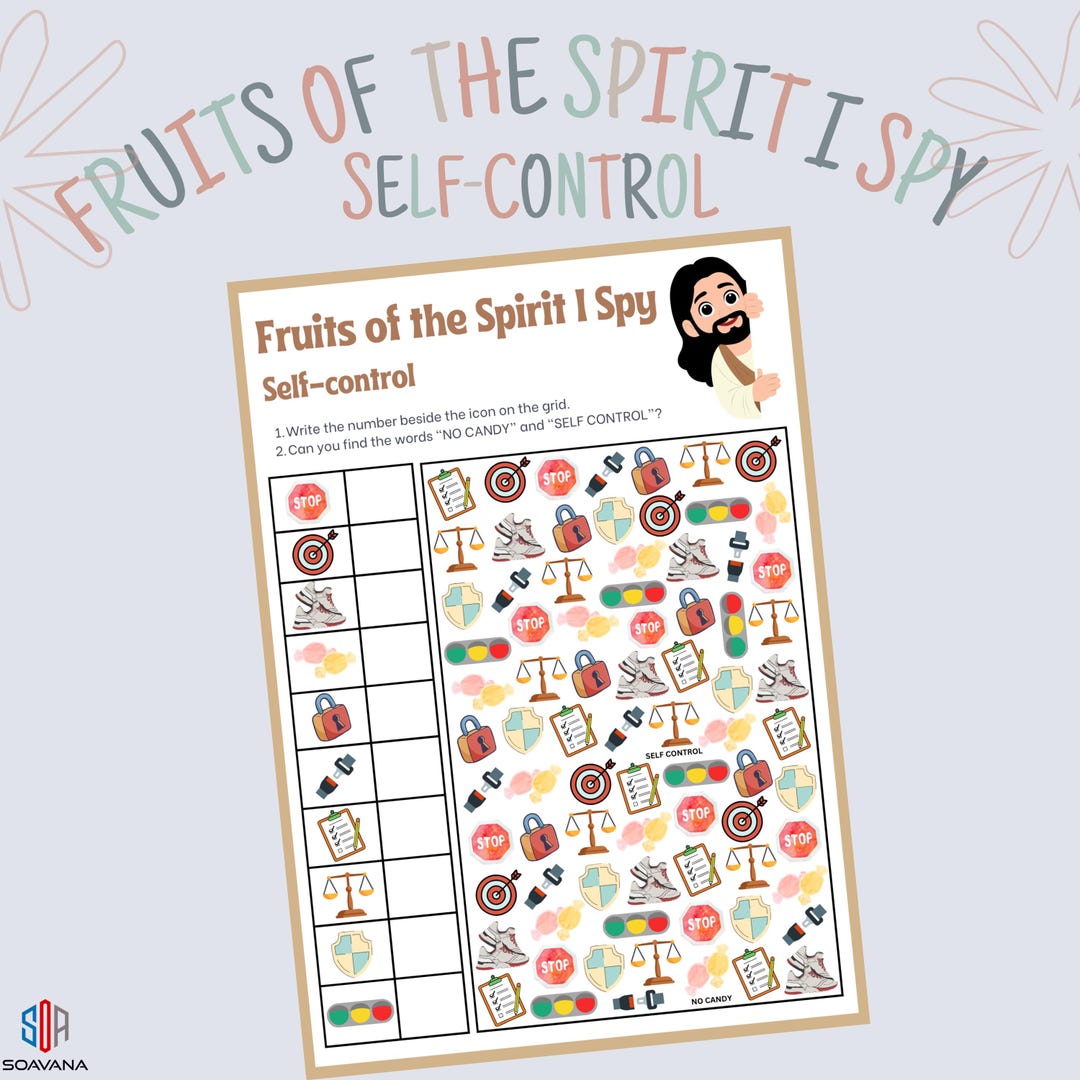 Fruit of the Spirit I Spy Self-control Printable|christian Kids ...
