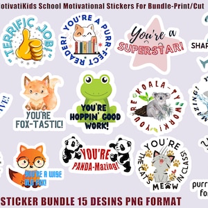 15 Kids Stickers Printable, Motivational Messages for School, Kids ...