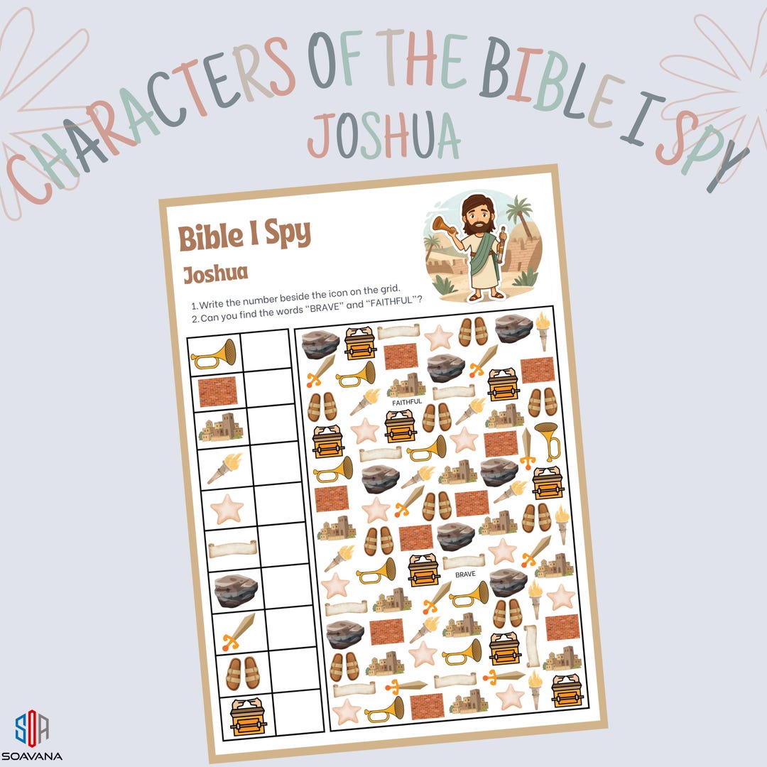 Joshua Bible I Spy Printable Game for Kids I Spy Printable Game|heroes ...