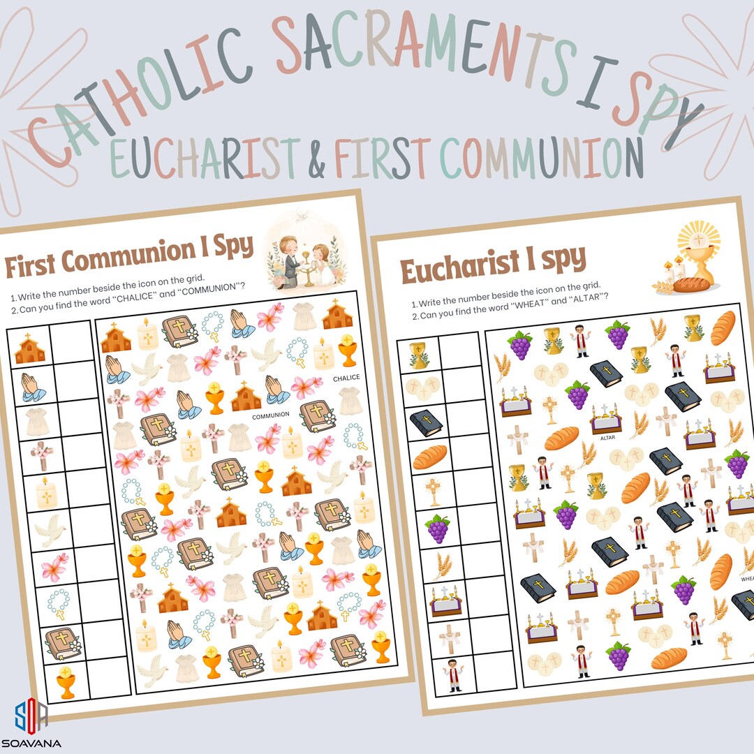 First Communion & Eucharist I Spy Bundle | Catholic Kids Printable ...