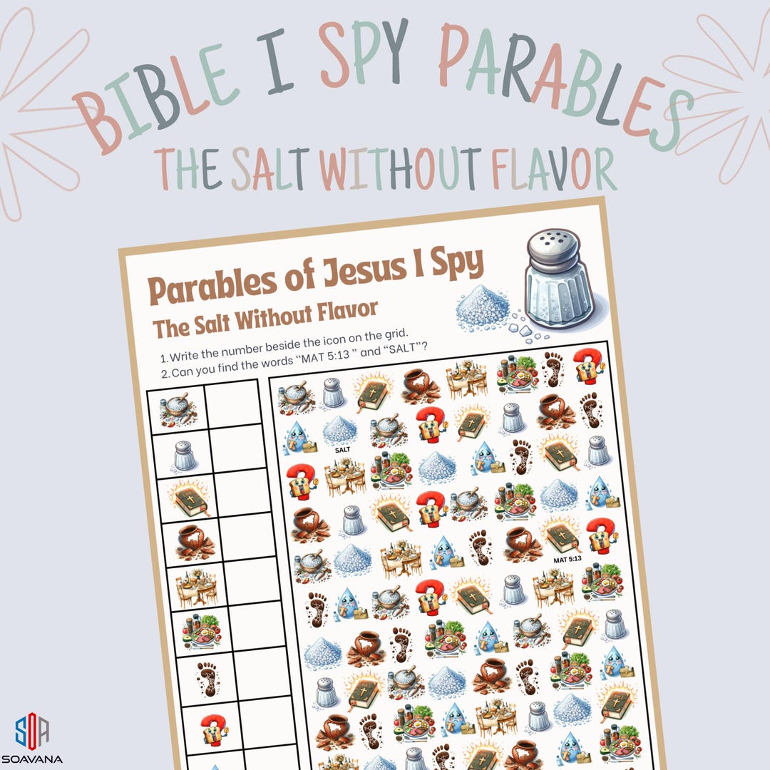 Bible I Spy the Salt Without Flavor | Matthew 5:13 Kids Printable ...