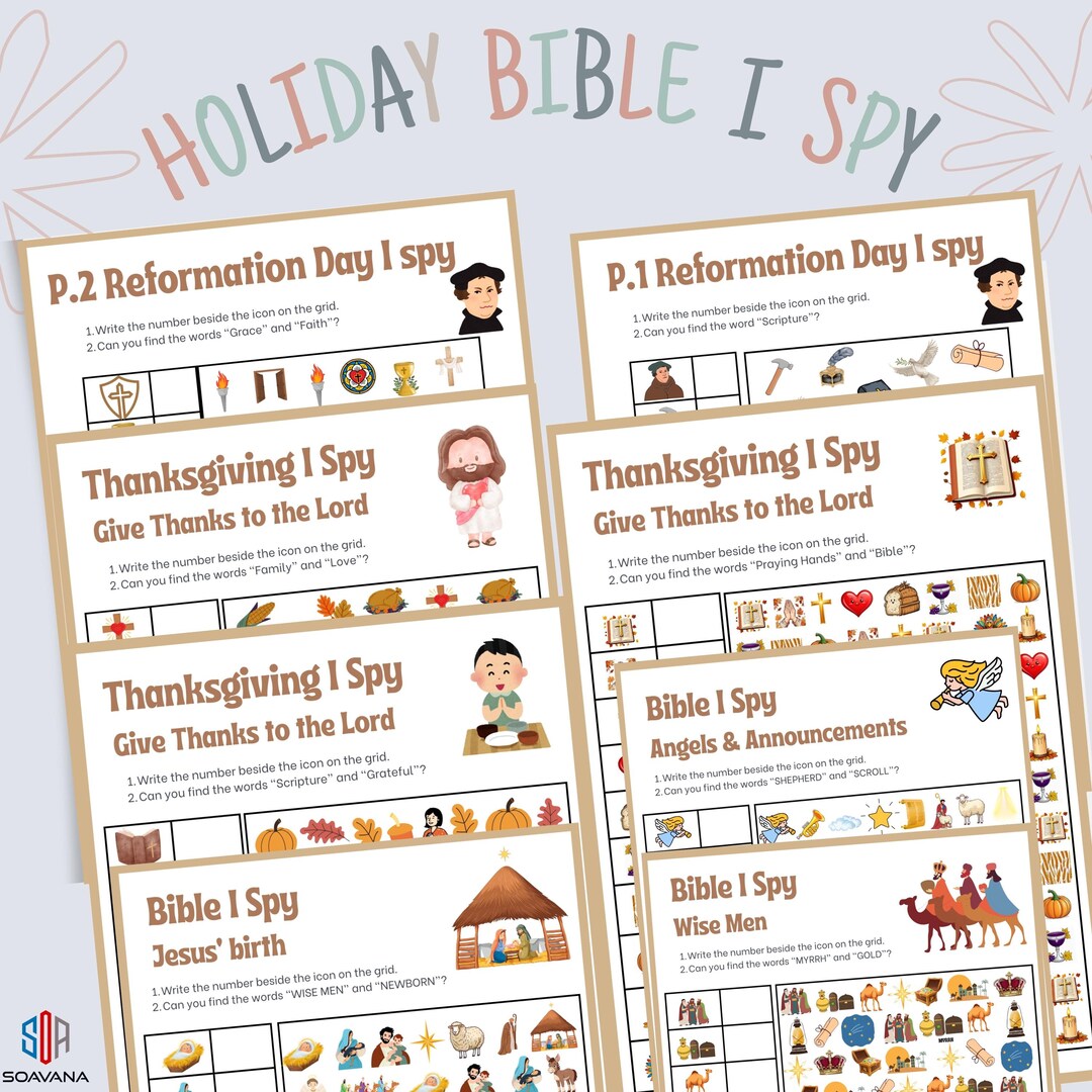 Holiday Bible I Spy|reformation Day,thanksgiving,christmas Nativity ...